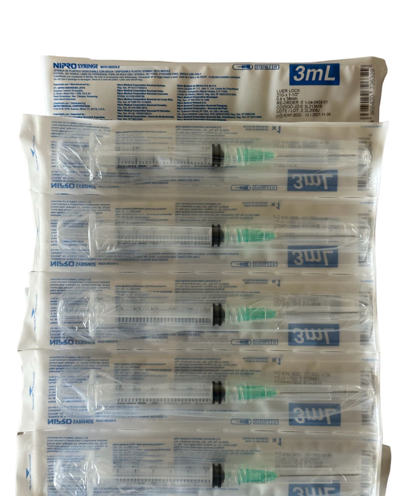 JERINGA 3ML 21G X 1 1/2 LUER LOCK NIPRO - CAJA 100 UNIDADES - FYG Suministros y Soluciones