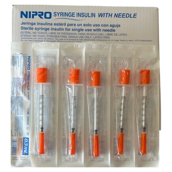 JERINGA DE INSULINA 0,3ML 31G X 8 MM NIPRO CAJA 100 UNIDADES - FYG Suministros y Soluciones