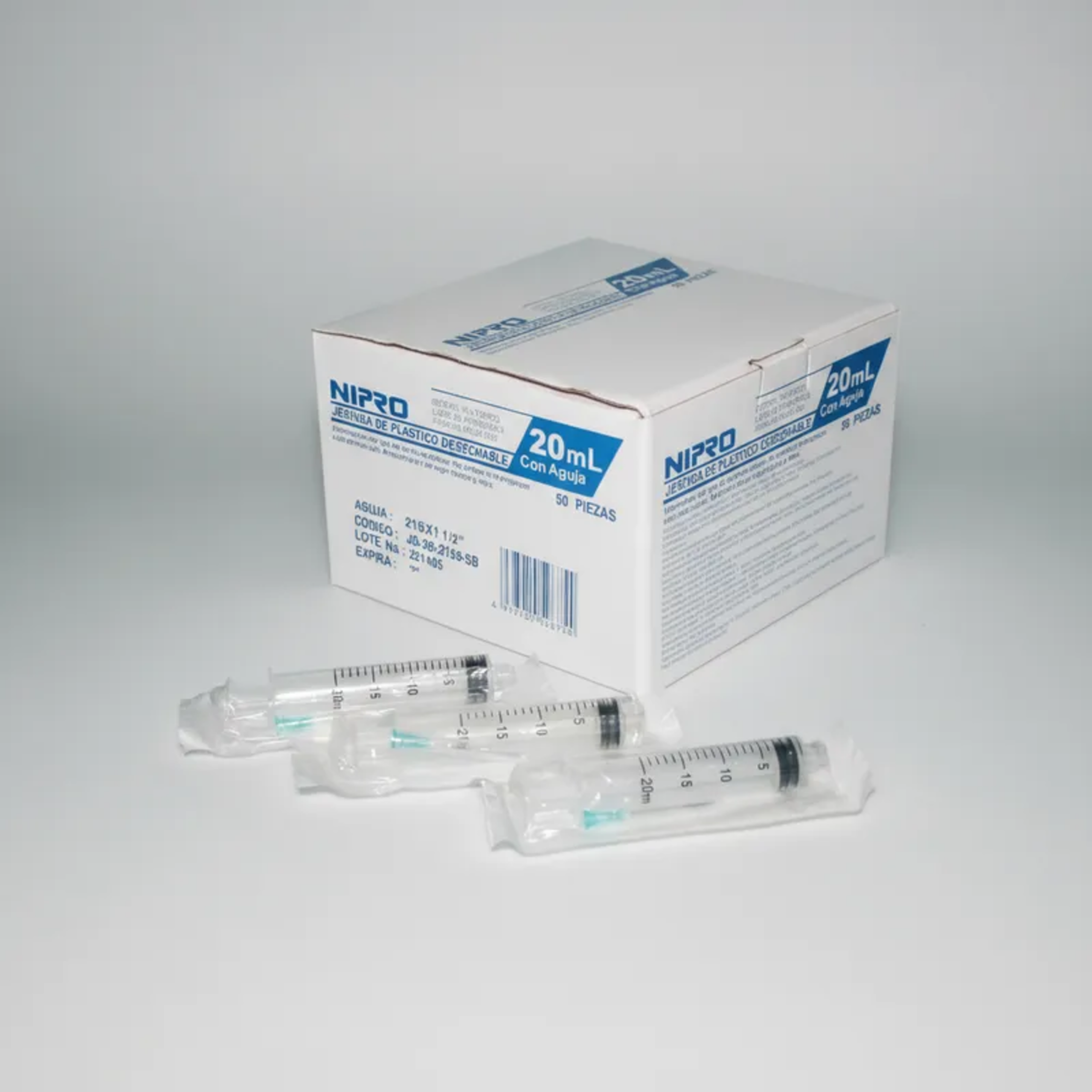 JERINGA 20 ML LUER LOCK 21G X 1 1/2 CAJA 100 UNIDADES NIPRO - FYG Suministros y Soluciones